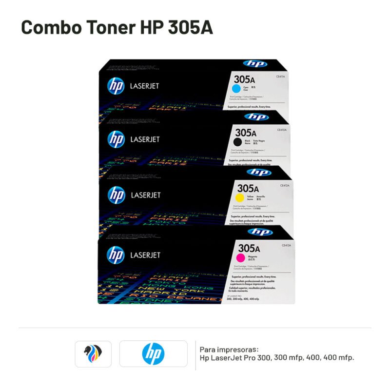 Combo toner HP 305A para 300 400 • Nuevo