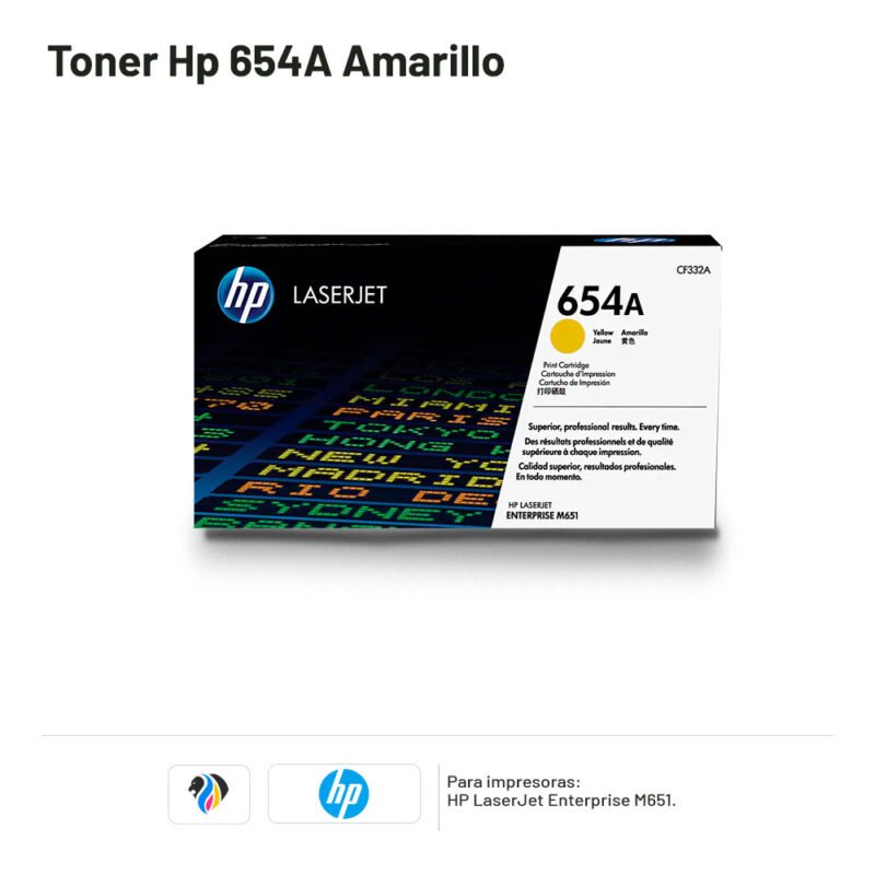Toner HP 654A Amarillo para M651 • Nuevo