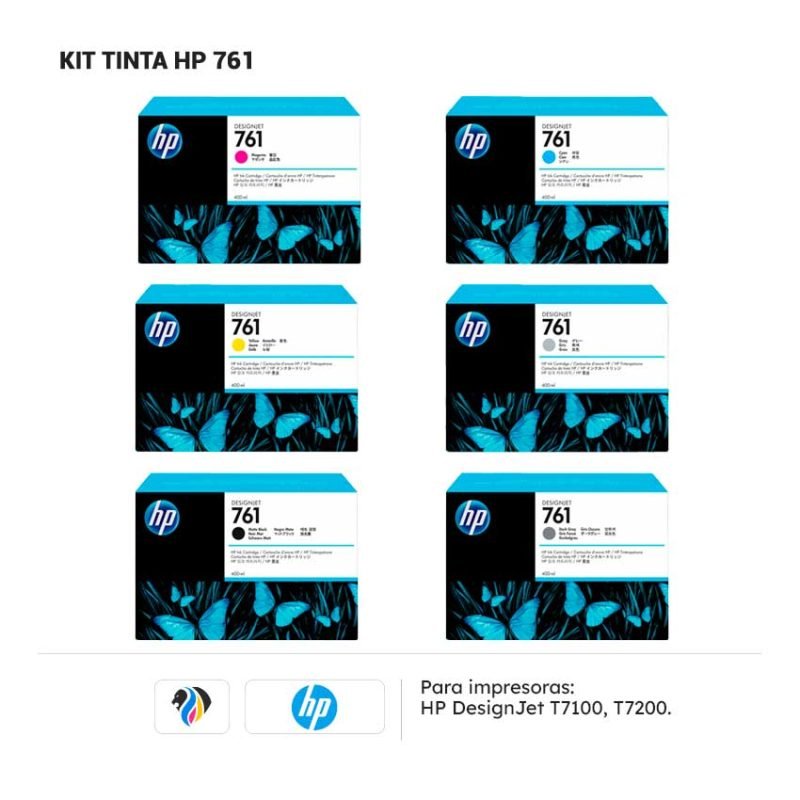 Kit Tinta HP 761 para T7100 T7200 • Nuevo
