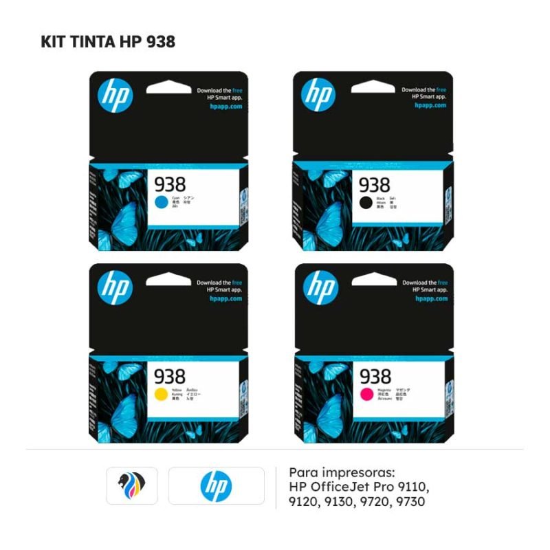 KIT TINTA HP 938 PARA 9110 9120 9130 9720 9730 Nuevo