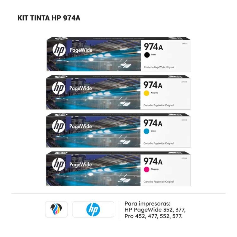 Kit Tinta HP 974A para 352 377 452 477 552 577 • Nuevo