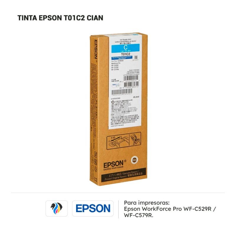 Tinta Epson T01C2 Cian Para C529 C579 • Nuevo