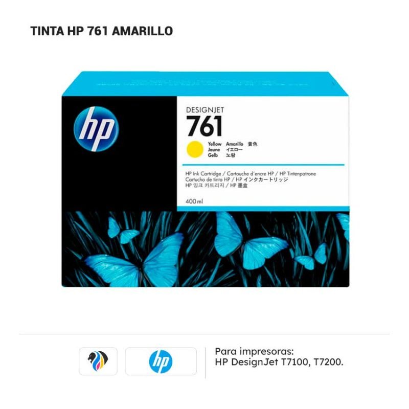 Tinta HP 761 Amarillo para T7100 T7200 • Nuevo