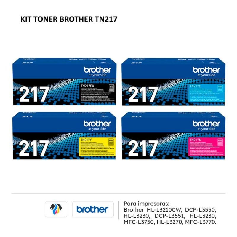 Kit Toner Brother TN217 para L3210 L3550 L3230 • Nuevo