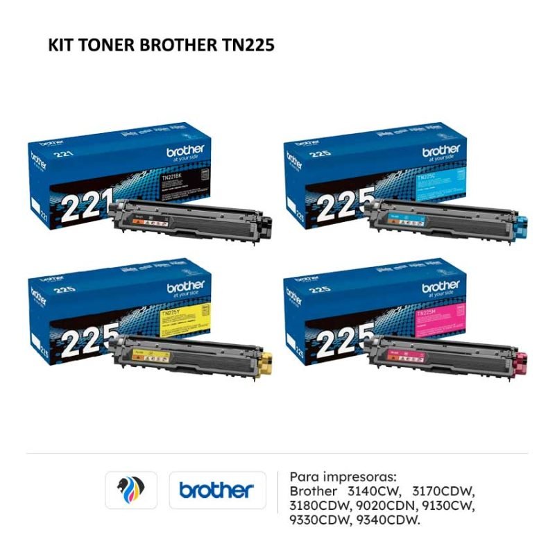Kit Toner Brother TN225 para 3140 3170 3180 • Nuevo