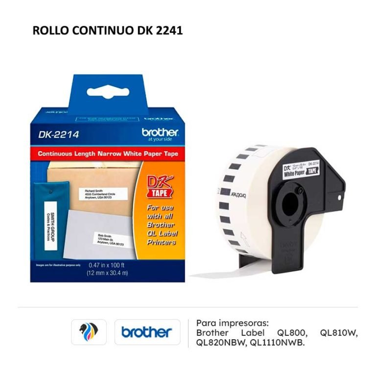 Rollo Continuo Brother DK 2241 Fondo Blanco • Nuevo Modelo