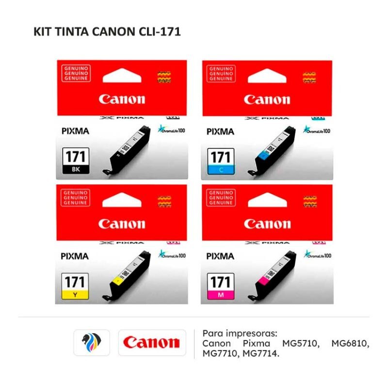 Kit Tinta Canon CLI-171 Para MG5710 MG6810 MG7710 Nuevo