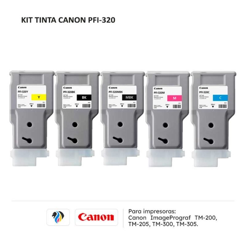 KIT TINTA CANON PFI-320 PARA TM 200 205 300 305 Nuevo