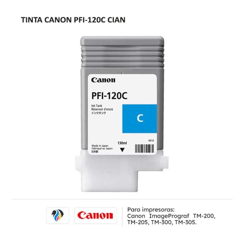 TINTA CANON PFI-120C CIAN PARA TM 200 205 300 305 Nuevo
